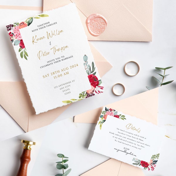 Roses Wedding Invitation - Etsy