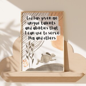 Christian Affirmations for Kids Wall Art Set, Children Bible ...