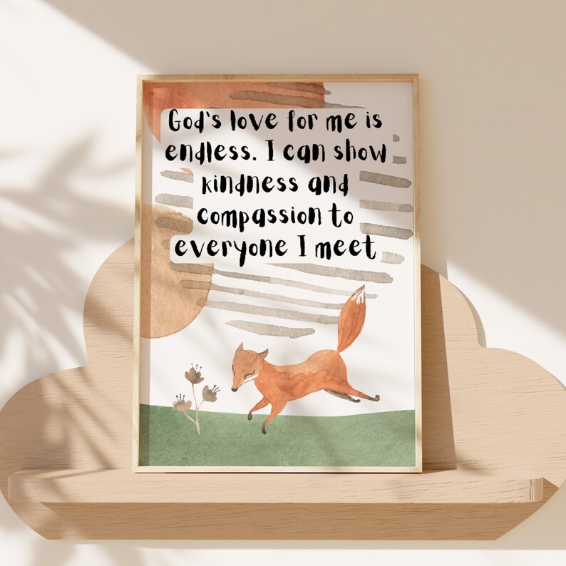 Christian Affirmations for Kids Wall Art Set, Children Bible ...
