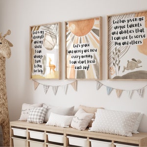 Christian Affirmations for Kids Wall Art Set, Children Bible ...