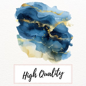 Watercolor Blue Gold Color Splash Clipart, PNG Blue Gold Paint Splatter ...