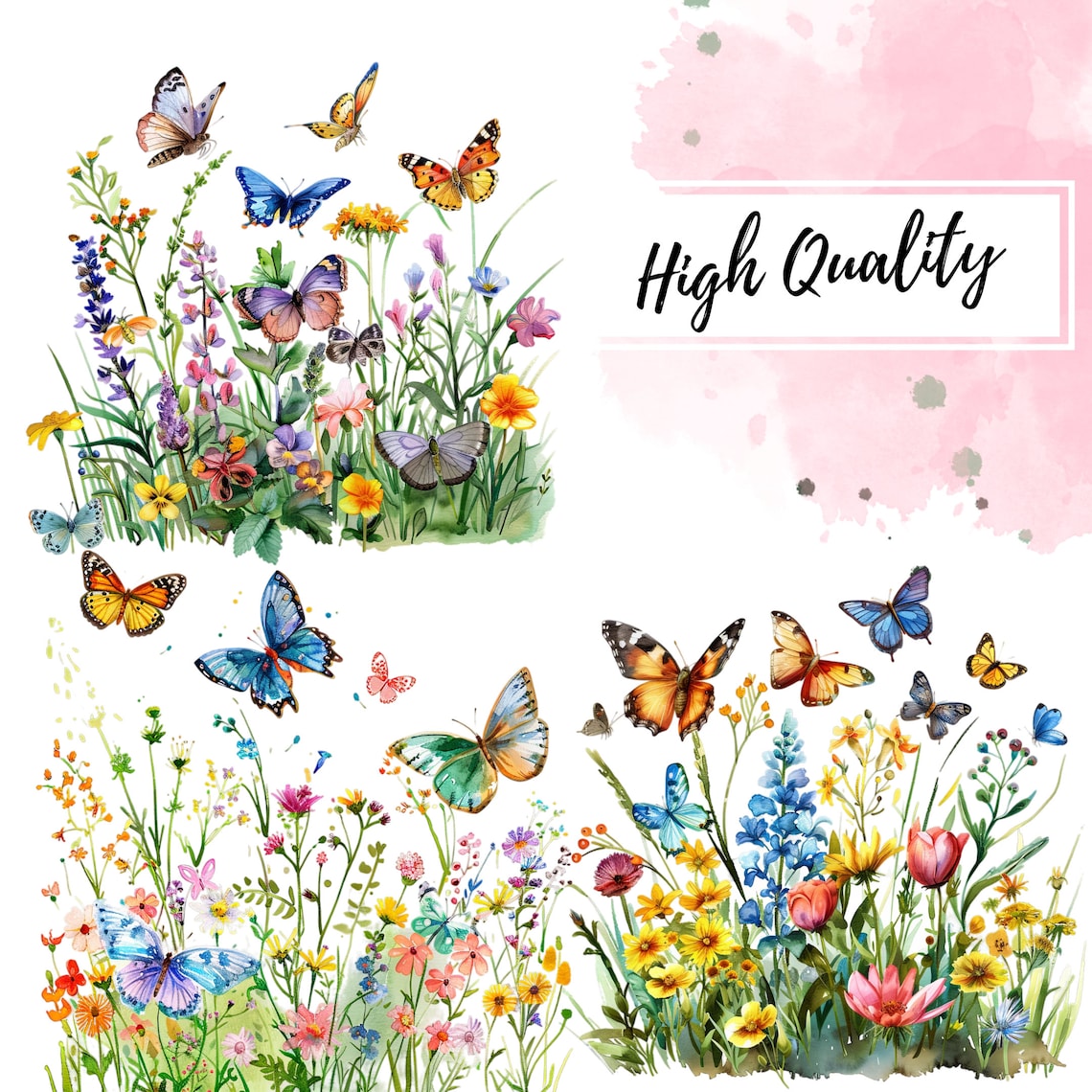 Butterfly Garden Clipart, Garden Flowers Clipart, Transparent ...