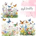 Butterfly Garden Clipart, Garden Flowers Clipart, Transparent ...