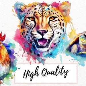 Watercolor Rainbow Animals Clipart, Colorful Animal Illustrations ...