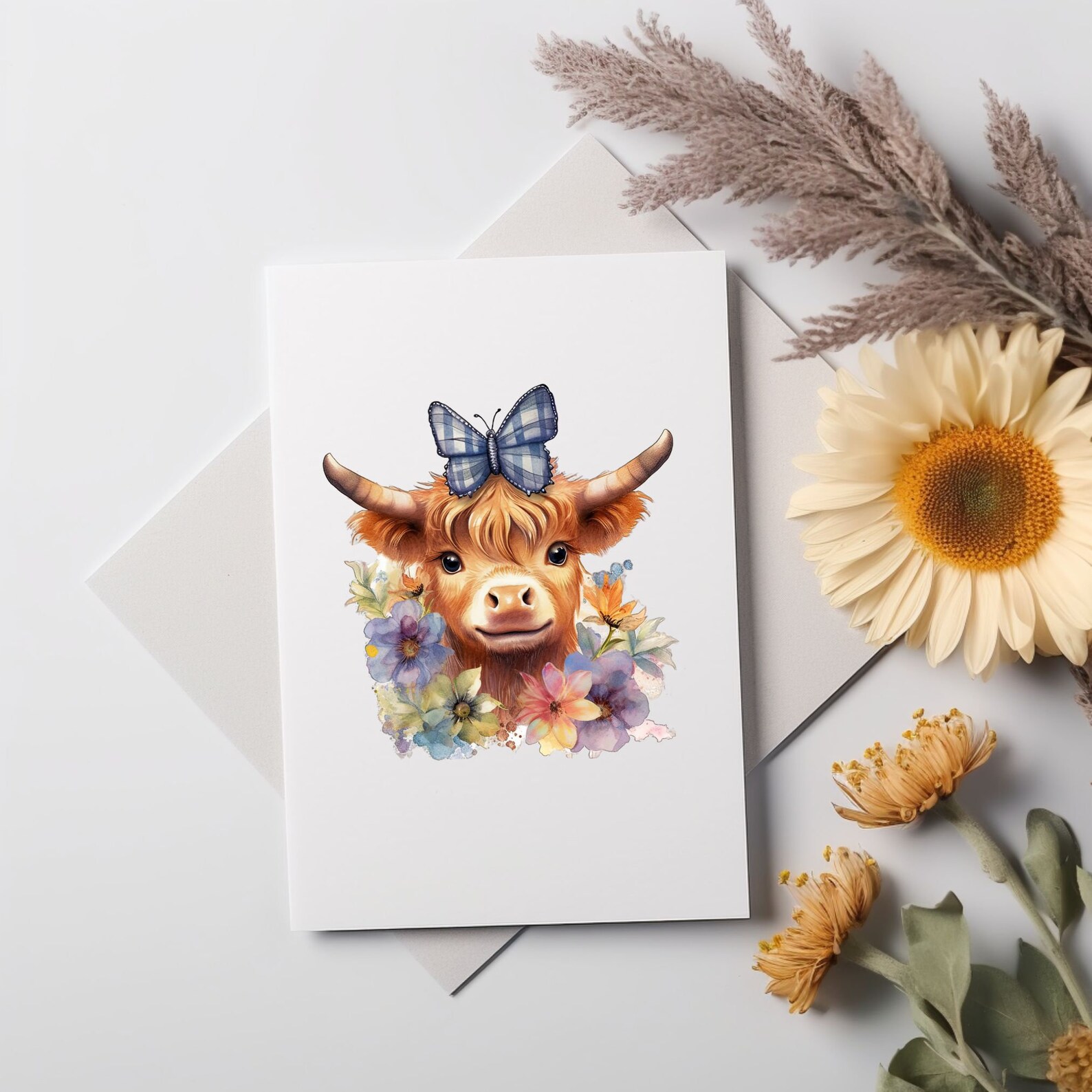Highland Baby Cow Watercolor Clipart, Cow PNG Bundle, Highland Cow ...