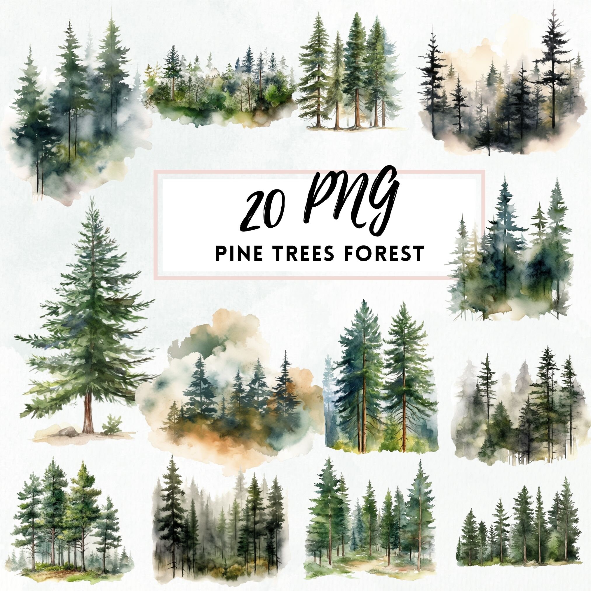 Forest Tree Watercolor Forest Clipart, Pine Tree PNG , Woodland Tree ...