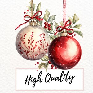 Watercolor Christmas Clipart Bundle, Holiday Ornaments, Trees (PNG ...