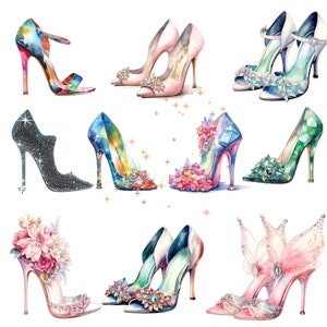 Watercolor Heels Clipart, Luxury Fashion Shoes Illustration (PNG Files ...