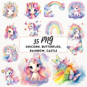 Watercolor Unicorn Clipart Bundle, Unicorn Clip Art, Commercial Use ...