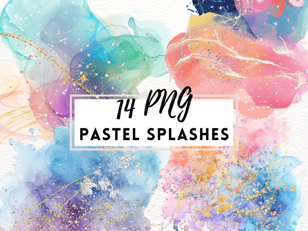Pastel Watercolor Splashes Clipart, Pastel Brush Strokes Abstract ...