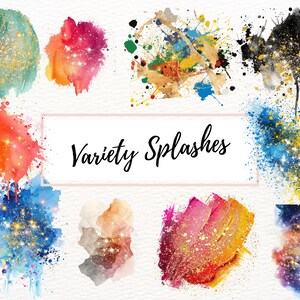 Watercolor Glitter Color Splash Clipart, Commercial Use, Paint Splatter ...