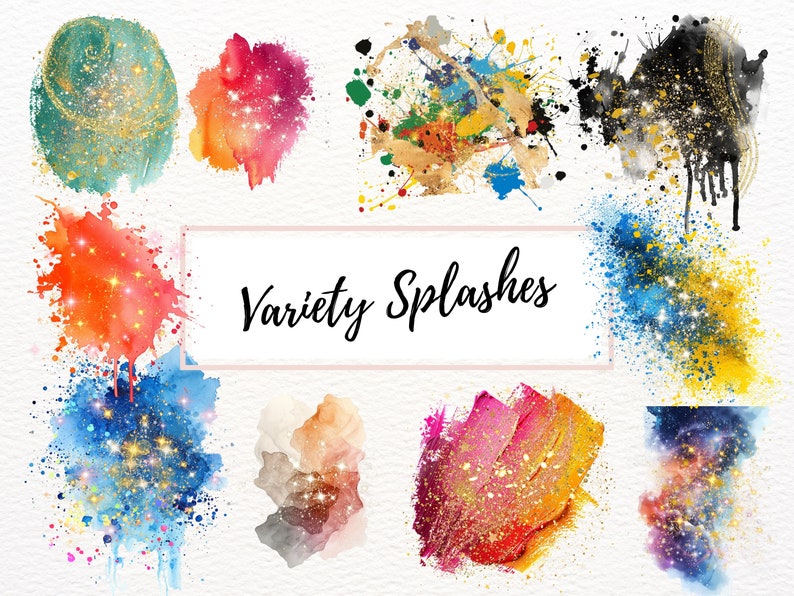 Watercolor Glitter Color Splash Clipart, Commercial Use, Paint Splatter ...