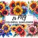 Rainbow Sunflowers Clipart, Watercolor Sunflower PNG, Sunflower Art ...