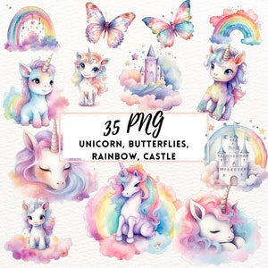 Watercolor Unicorn Clipart Bundle, Unicorn Clip Art, Commercial Use ...