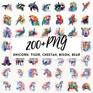 Watercolor Rainbow Animals Clipart, Colorful Animal Illustrations ...