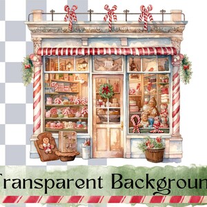 Christmas Bakery Shop, Watercolor Bakery Clipart, Decorated Holiday ...