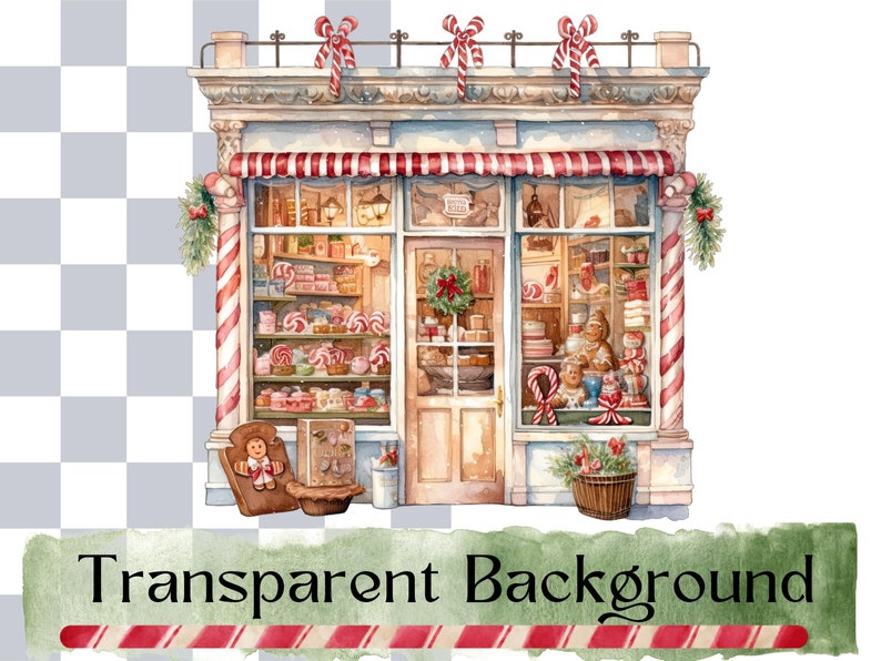 Christmas Bakery Shop Watercolor Bakery Clipart Decorated - Etsy