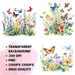 Butterfly Garden Clipart, Garden Flowers Clipart, Transparent ...