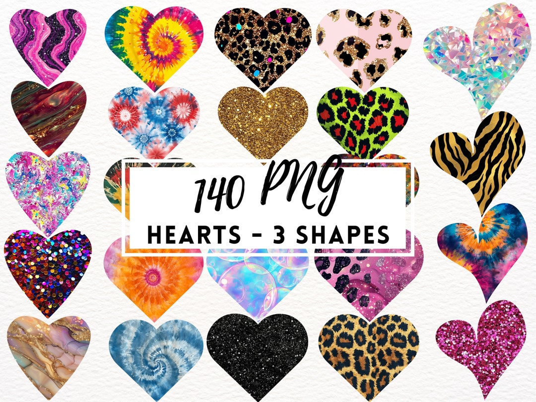 Assorted Heart Clipart, Heart Graphic, Glitter Hearts PNG, Heart ...