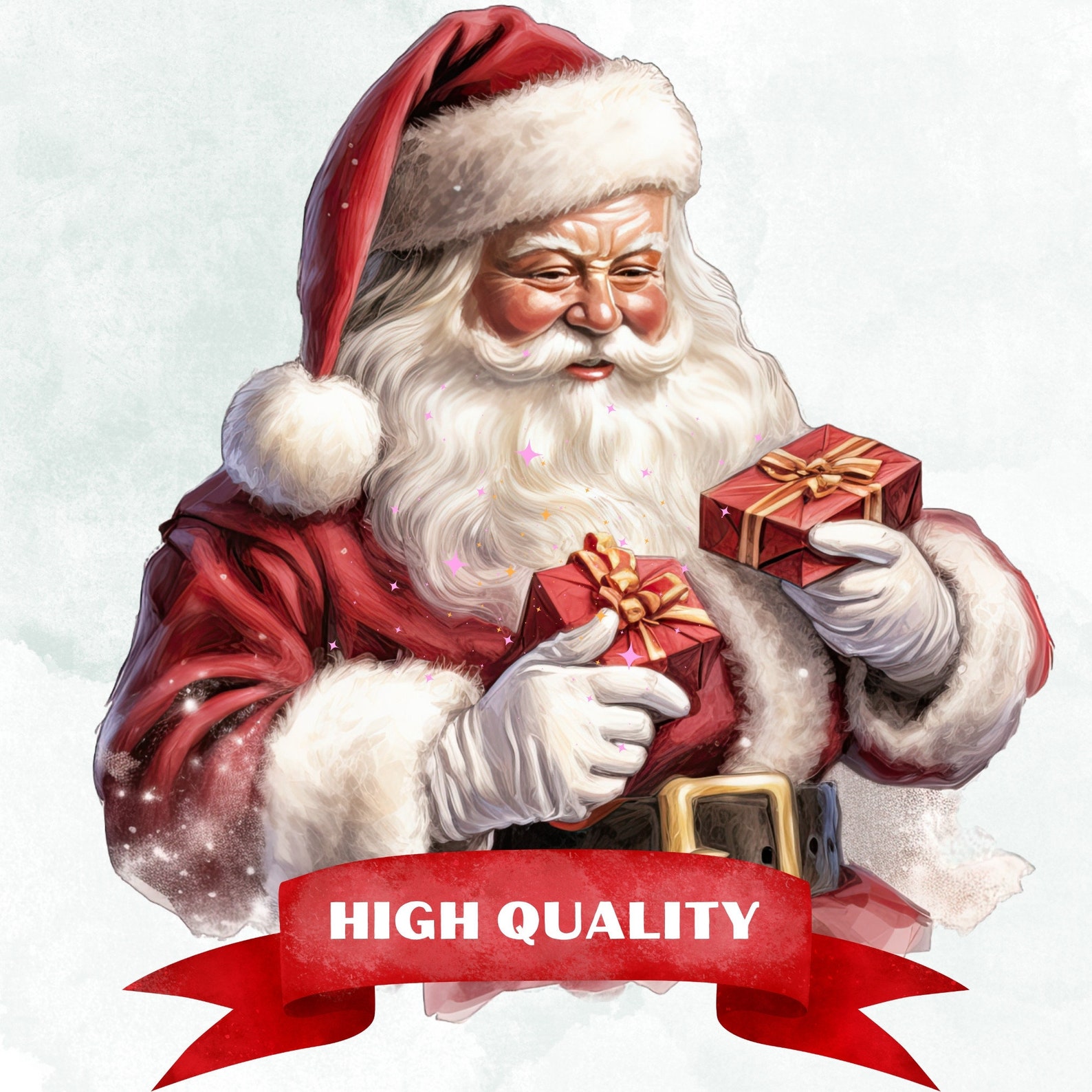 Santa Digital Clipart, Santa Water Color Clipart BUNDLE, Christmas ...