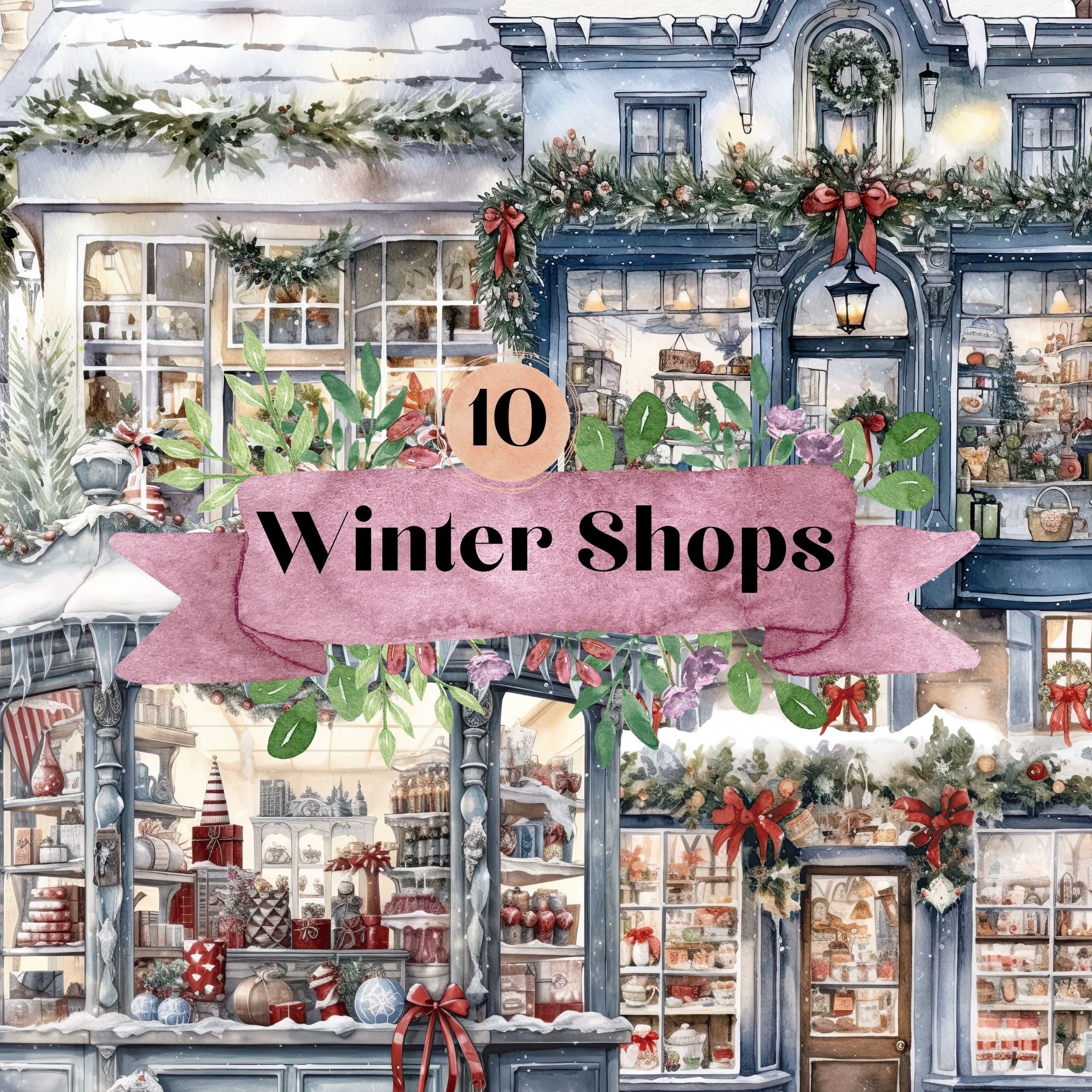 Holiday Shop Clipart, PNG Winter Christmas, Digital Prints, PNG Store ...