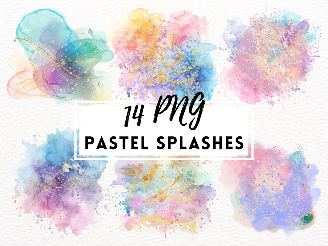 Pastel Watercolor Splashes Clipart, Pastel Brush Strokes Abstract ...