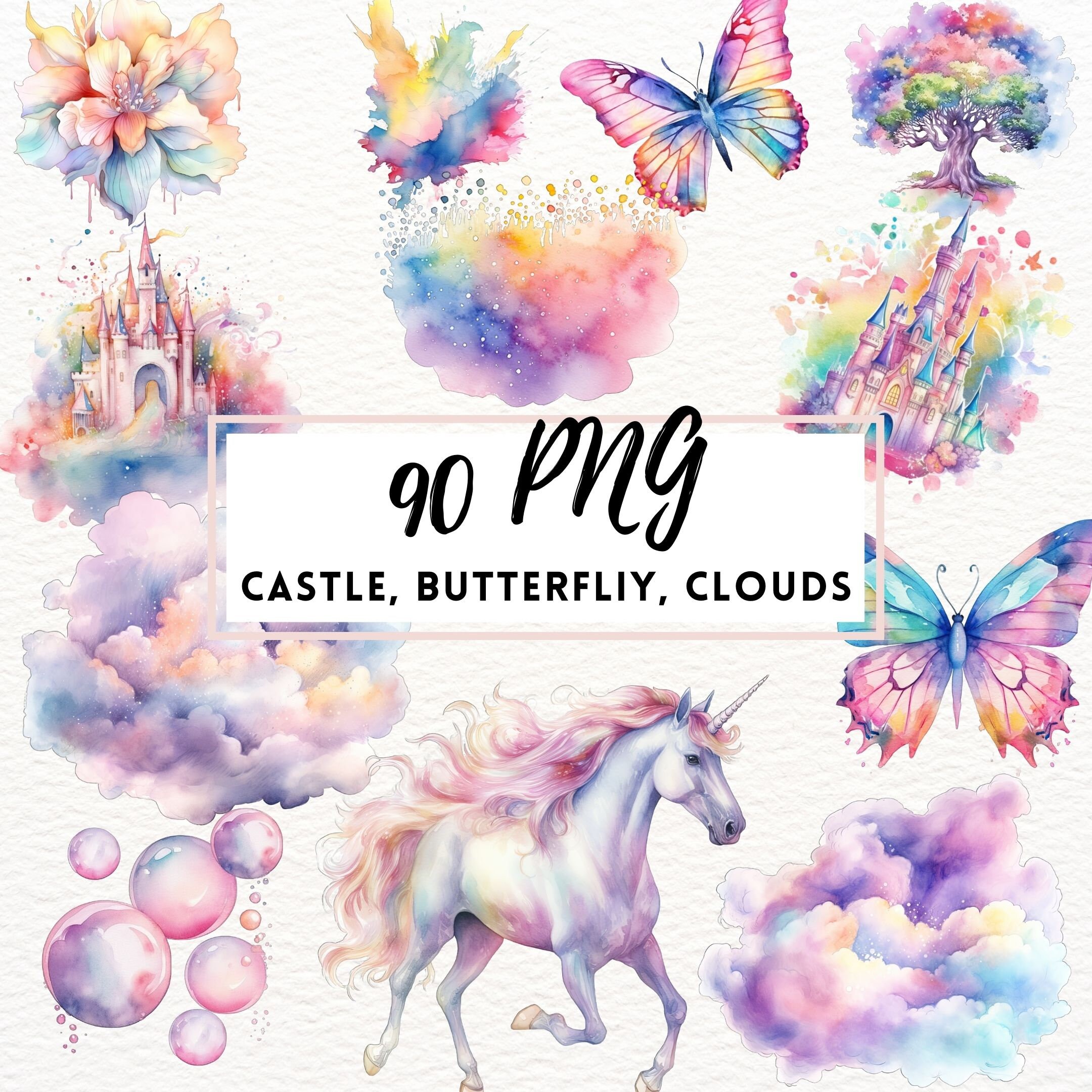 Watercolor Magical Unicorn Clipart BUNDLE, Unicorn Clip Art, Commercial ...