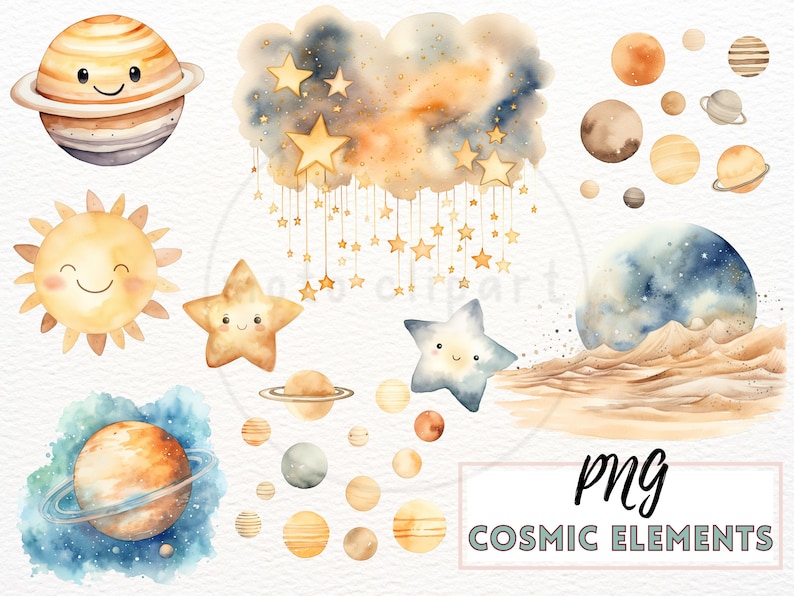 Watercolor Space Clipart SET, Space Astronaut Nursery Clipart, Rocket ...