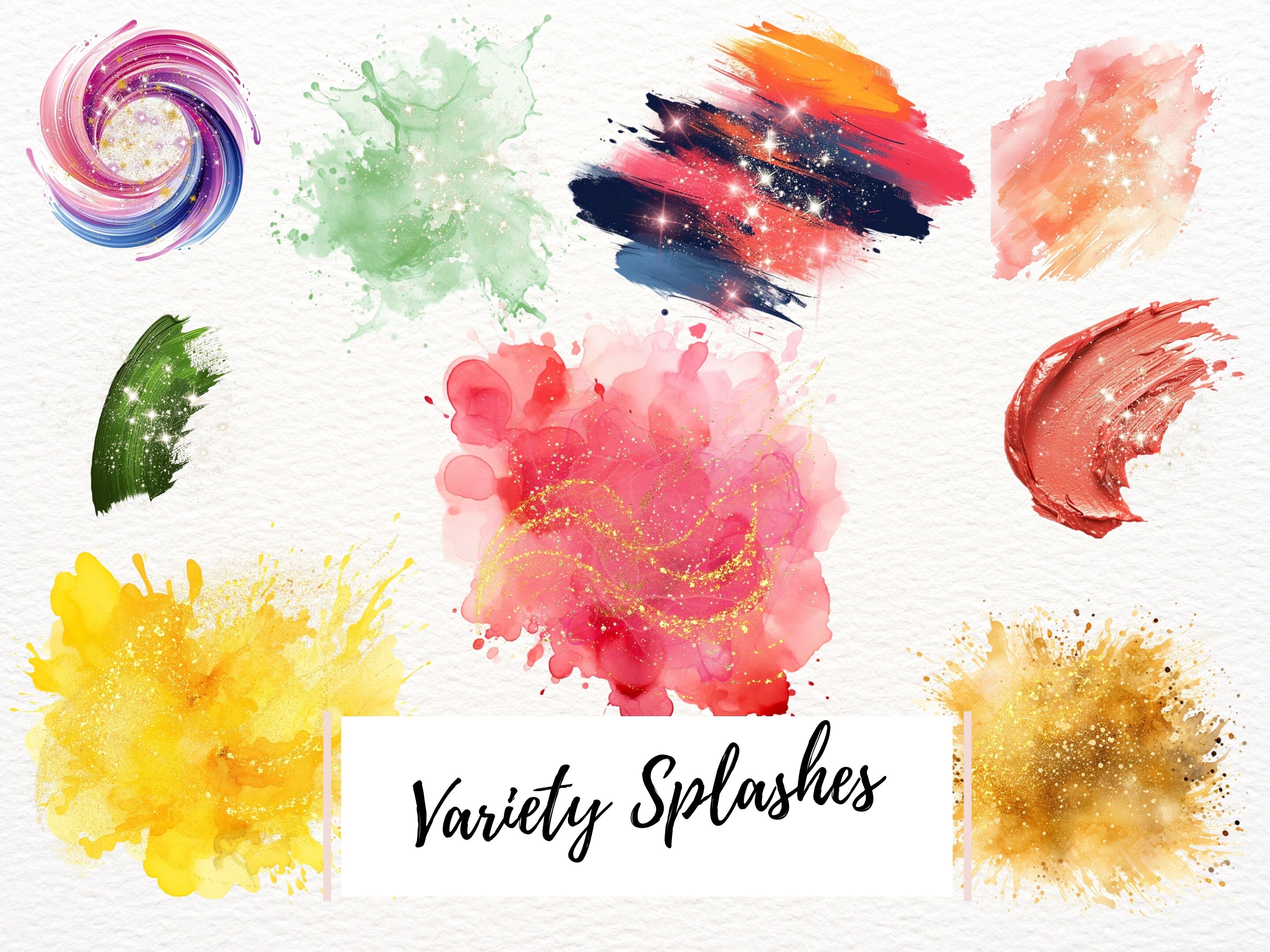 Watercolor Glitter Color Splash Clipart, Commercial Use, Paint Splatter ...