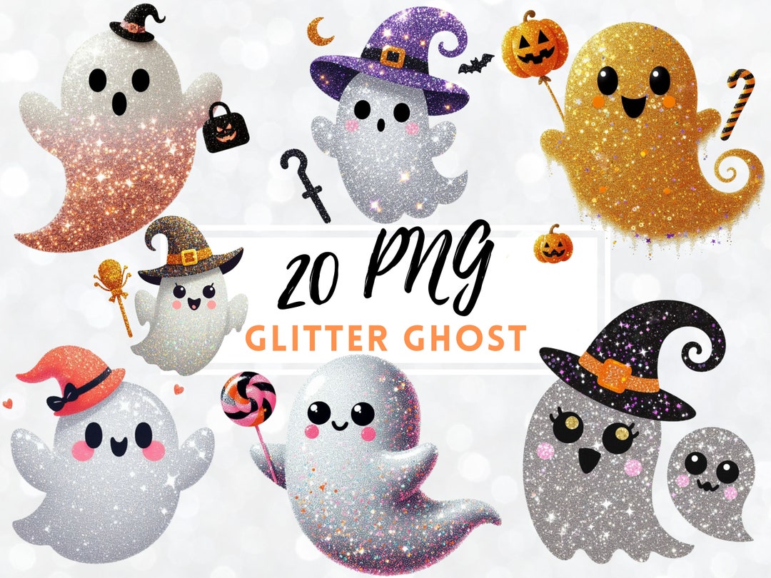 Halloween Ghost Clipart, Sparkly Ghost Clipart, Halloween, Glitter ...