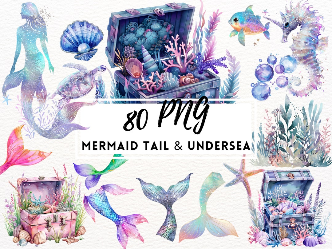 Watercolor Mermaid Tail Clipart, Mermaid Tails Clipart, Corals Clip Art ...