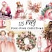 Pink Christmas Clip Art, Digital Design, Xmas Clipart, Cute Christmas ...