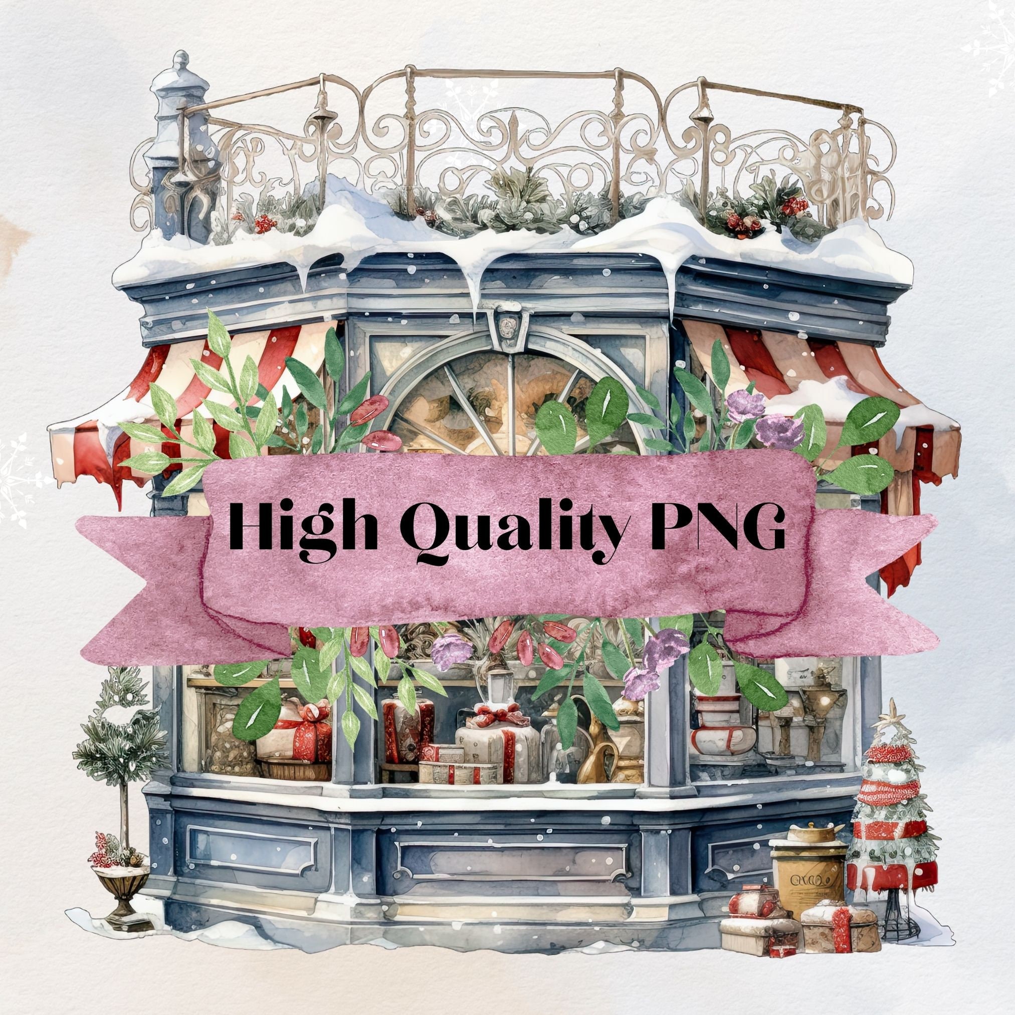 Holiday Shop Clipart, PNG Winter Christmas, Digital Prints, PNG Store ...