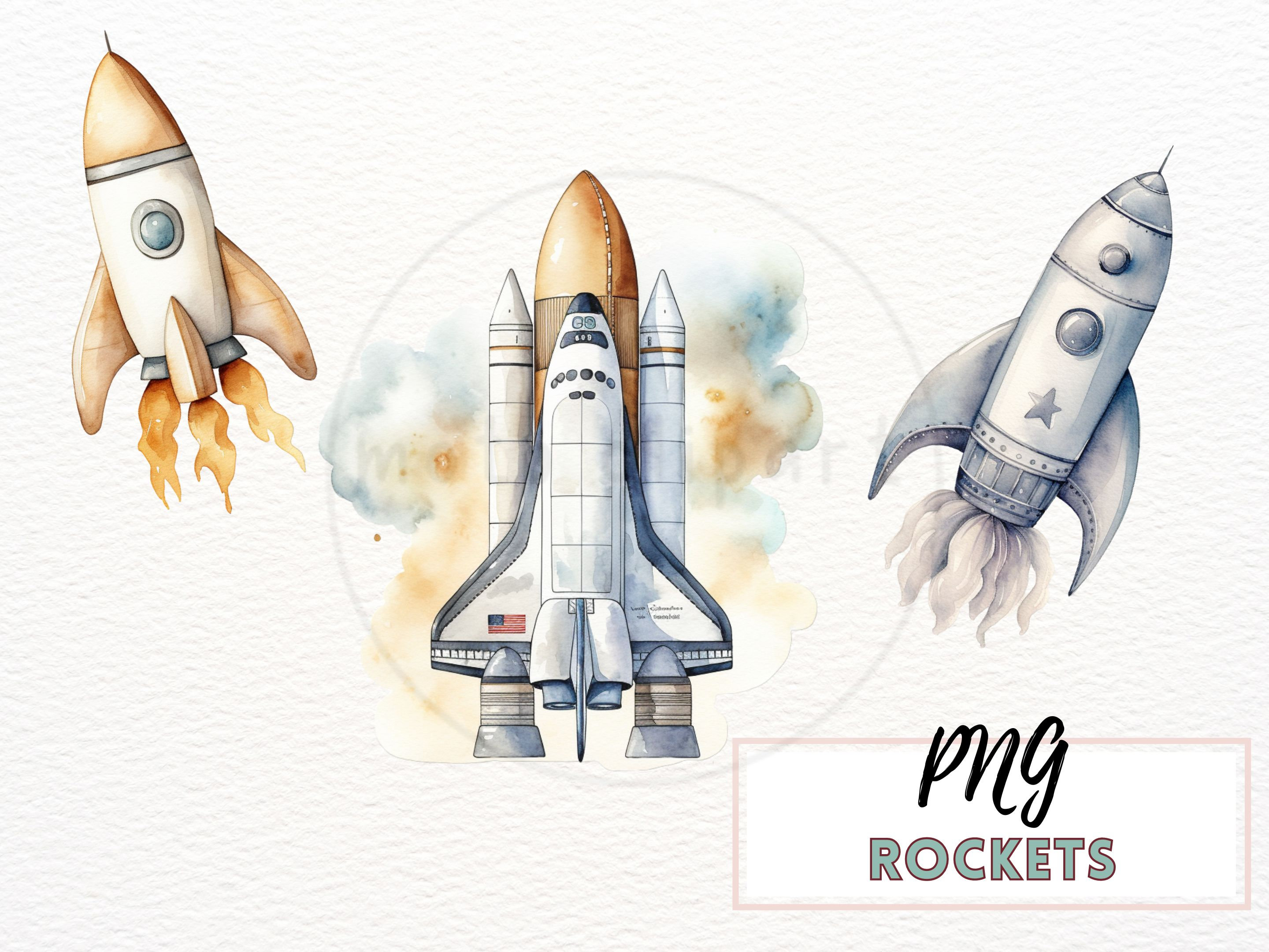 Watercolor Space Clipart SET, Space Astronaut Nursery Clipart, Rocket ...