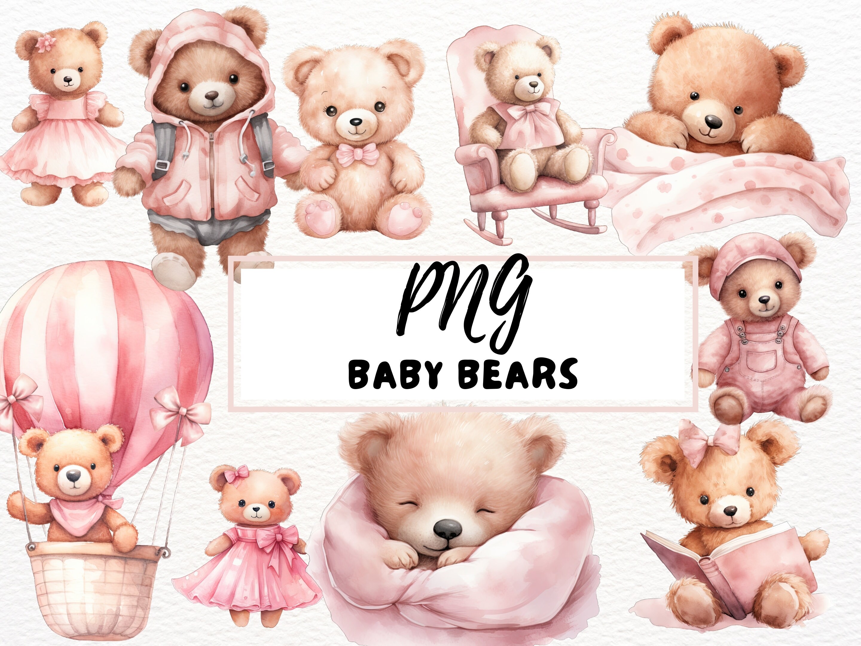 Pink Teddy Bear Clipart, Cute Teddy Bear, Pink Bear PNG, Baby Bear ...