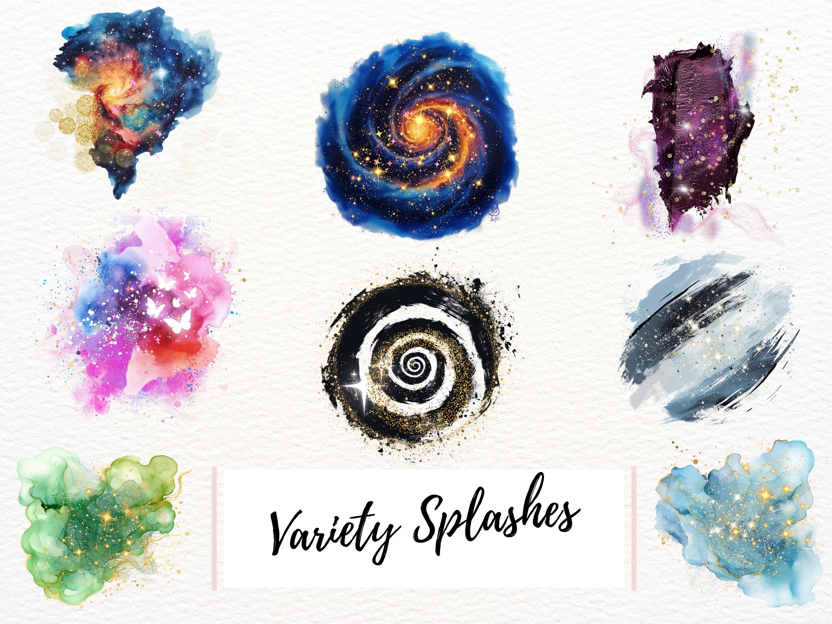 Watercolor Glitter Color Splash Clipart, Commercial Use, Paint Splatter ...