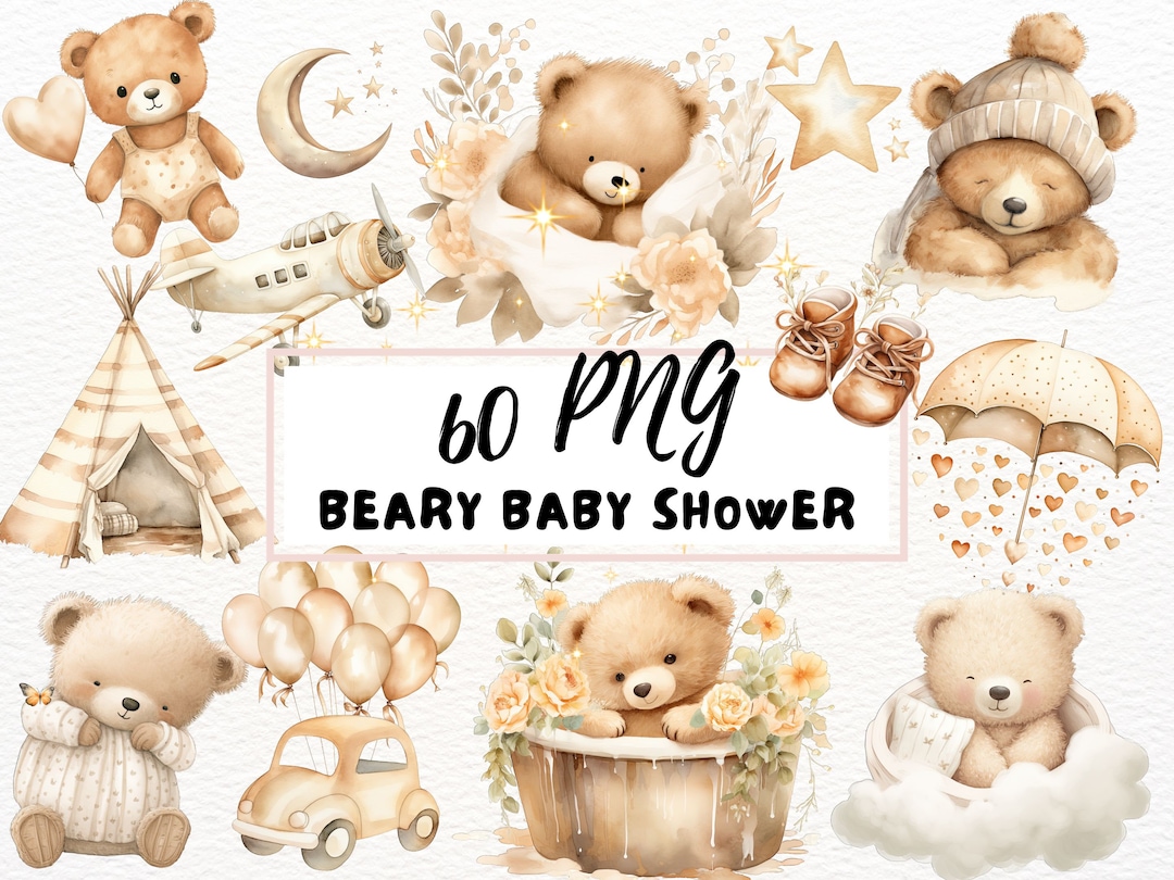 Watercolor Teddy Bear Clipart, Sleeping Teddy Bears, Little Teddy Bear ...