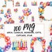 Rainbow Happy Birthday Party Clipart, Cake Present Balloons Clipart SET ...