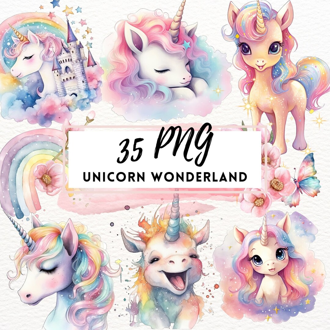 Watercolor Unicorn Clipart Bundle, Unicorn Clip Art, Commercial Use ...