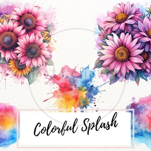 Rainbow Sunflowers Clipart, Watercolor Sunflower PNG, Sunflower Art ...