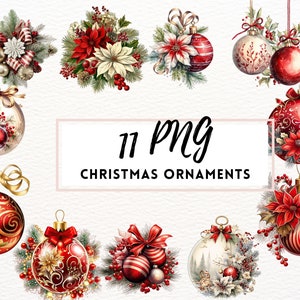 Watercolor Christmas Clipart, Christmas BUNDLE, Ornaments, Trees ...