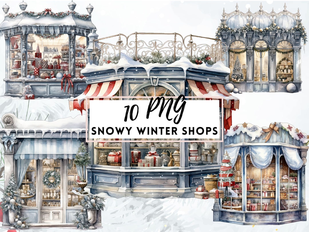 Holiday Shop Clipart, PNG Winter Christmas, Digital Prints, PNG Store ...