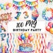 Rainbow Happy Birthday Party Clipart, Cake Present Balloons Clipart SET ...