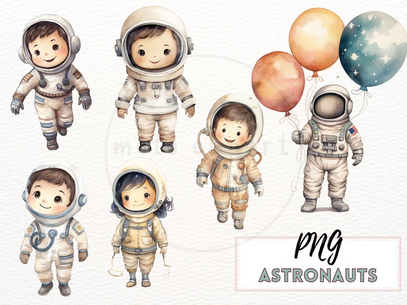 Watercolor Space Clipart SET, Space Astronaut Nursery Clipart, Rocket ...