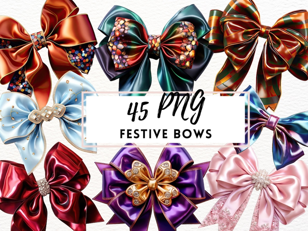 Watercolor Christmas Bow Clipart, Festive Bows PNG, Christmas Winter ...