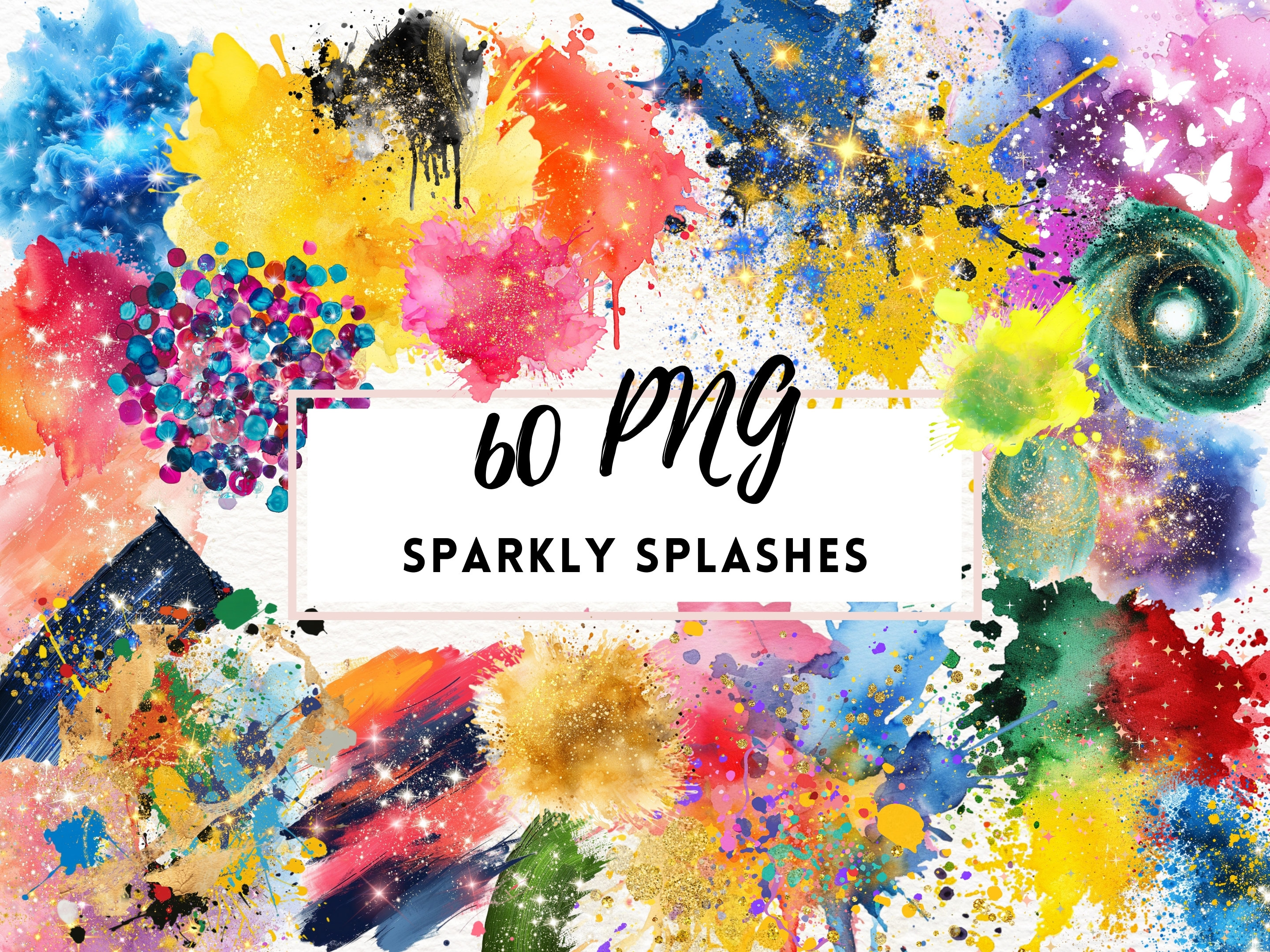 Watercolor Glitter Color Splash Clipart, Commercial Use, Paint Splatter ...
