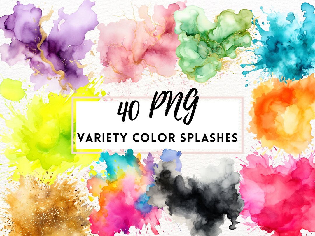 Watercolor Pastel Color Splash, Alcohol Ink Splash Clipart, Colorful ...