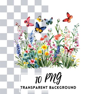 Butterfly Garden Clipart, Garden Flowers Clipart, Transparent ...