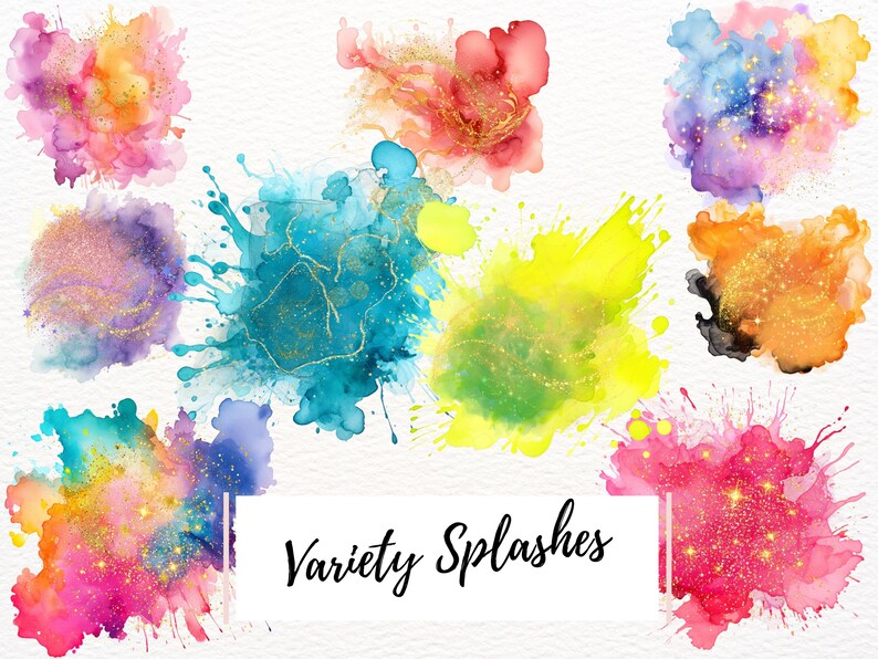 Watercolor Glitter Color Splash Clipart, Commercial Use, Paint Splatter ...