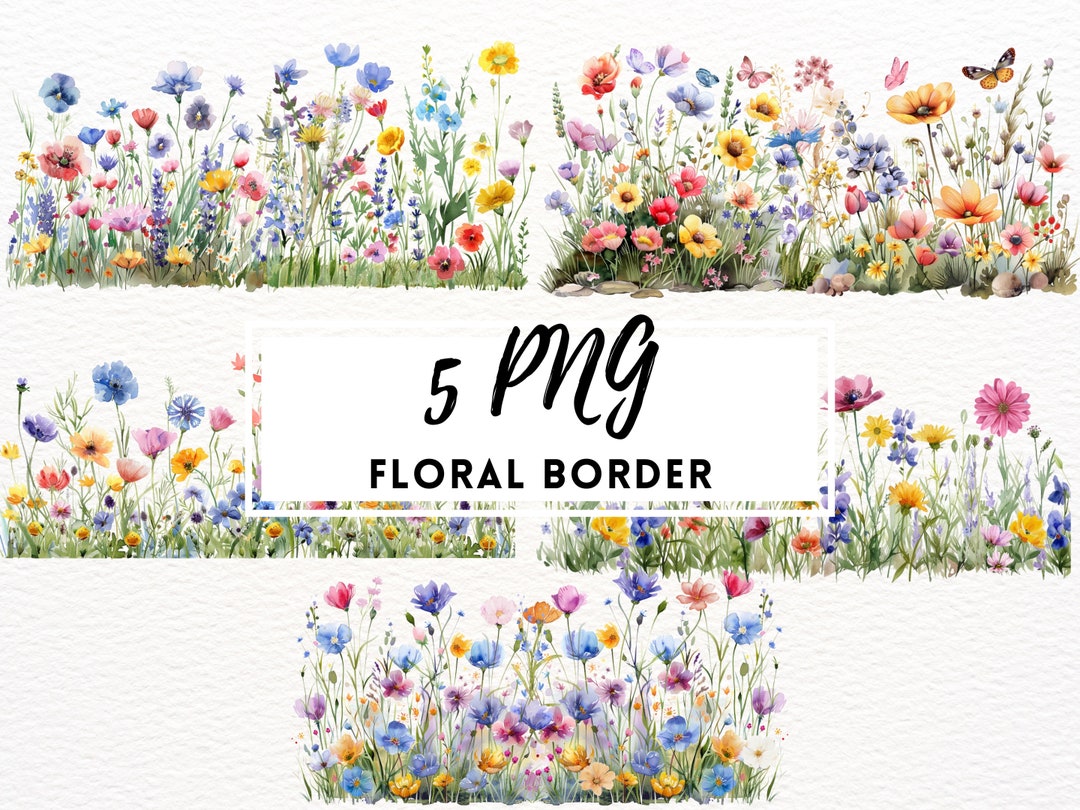 Wild Flower Borders PNG Clipart Floral Clip Art Wedding Wildflowers ...